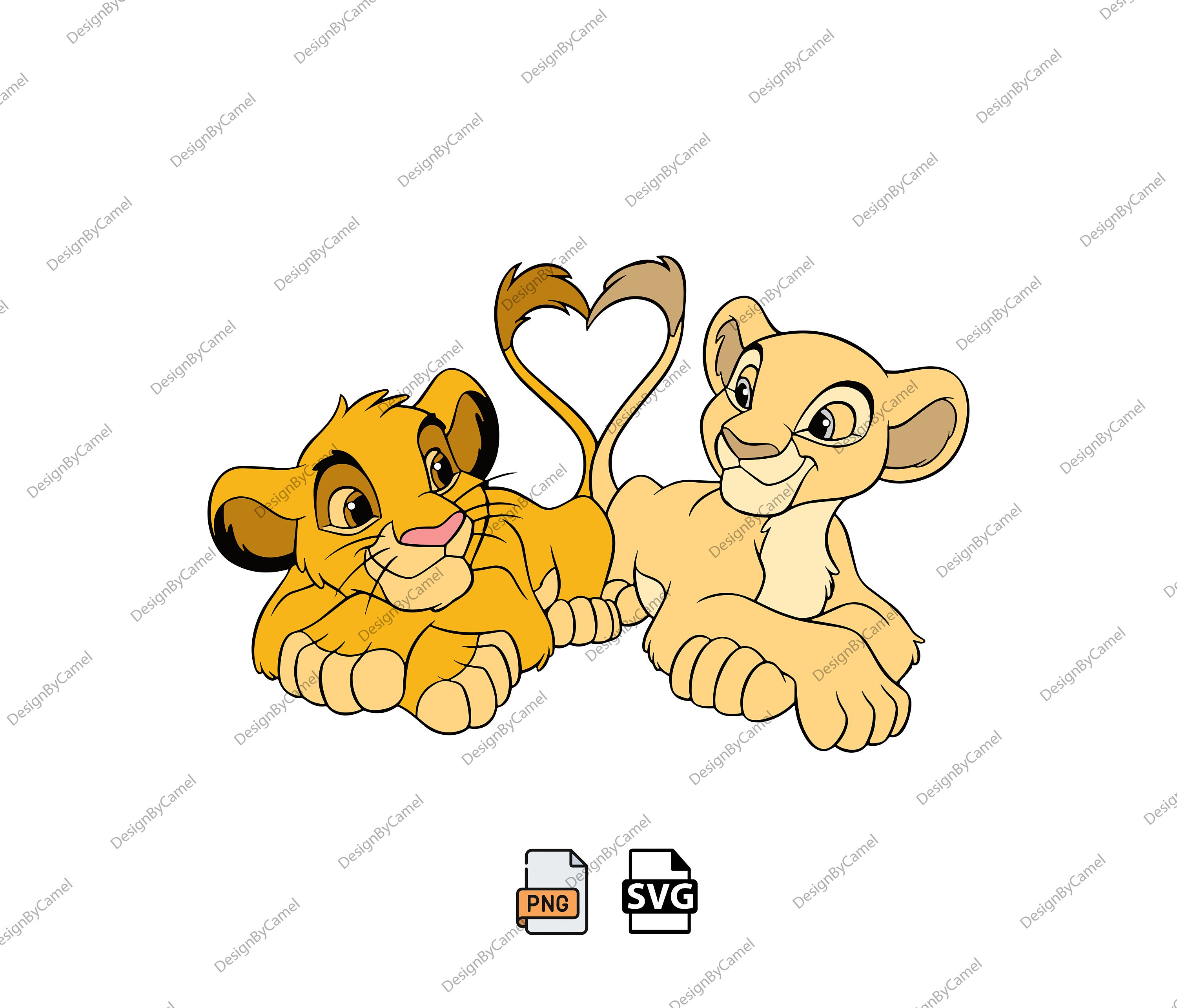 The Lion King Simba and Nala Valentines, Clipart Png Files Digital ...