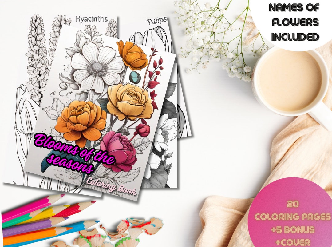 Flowers With Names Coloring Book Adult and Children Coloring Books ...