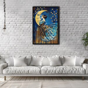 Asteria Goddess Wall Art Print | Celestial, Ethereal Woman With Moon ...