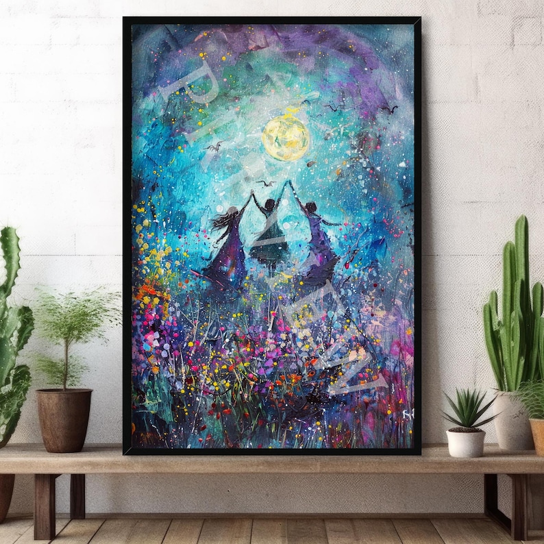 Witches Coven in Wildflowers Wall Art Print | Abstract Spooky Gothic ...