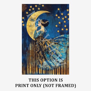 Asteria Goddess Wall Art Print | Celestial, Ethereal Woman With Moon ...