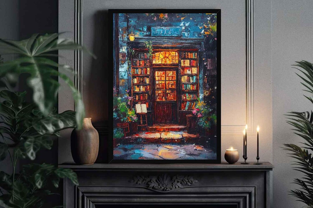Enchanted Bookshop Art Print | Whimsical Witchy Bookstore Decor ...