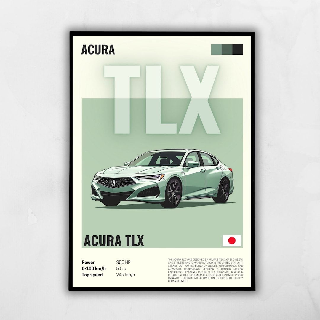 Acura TLX Poster Gift for Car Guy, Car Poster Wall Art Digital Download ...