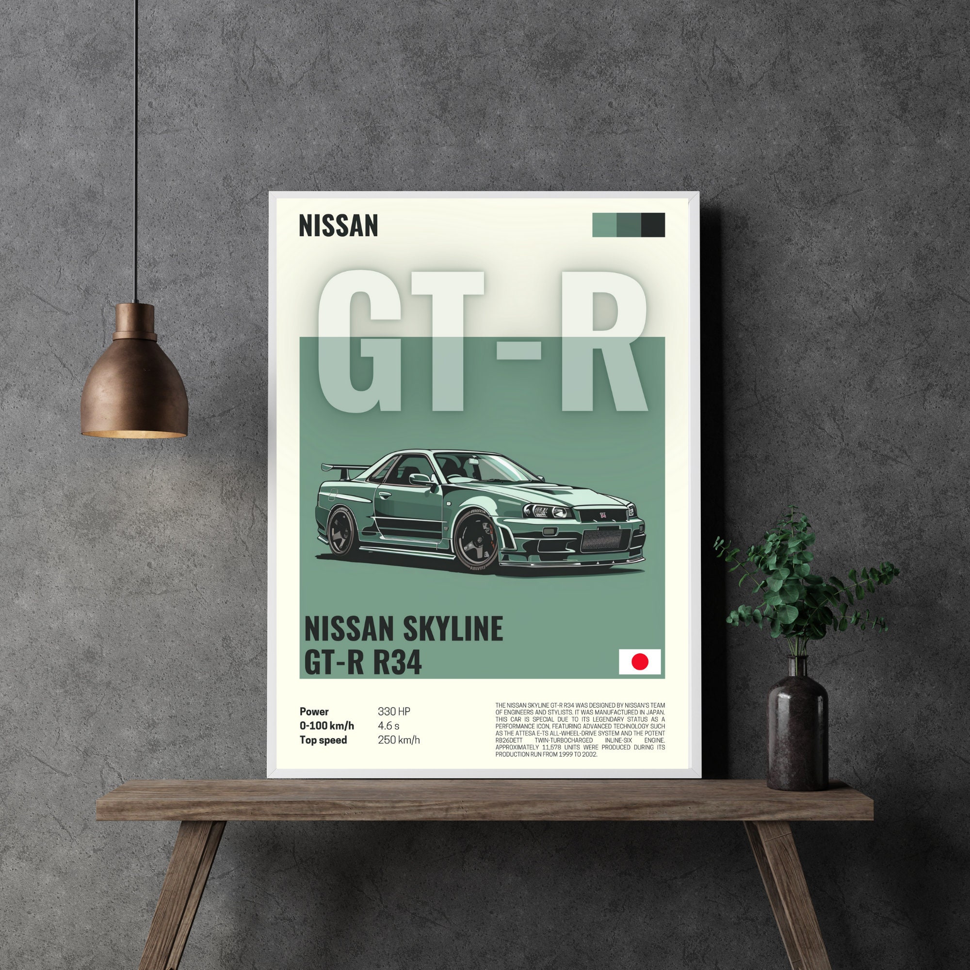 Nissan Skyline GTR R34 Poster Gift for Car Guy, Car Poster Wall Art ...