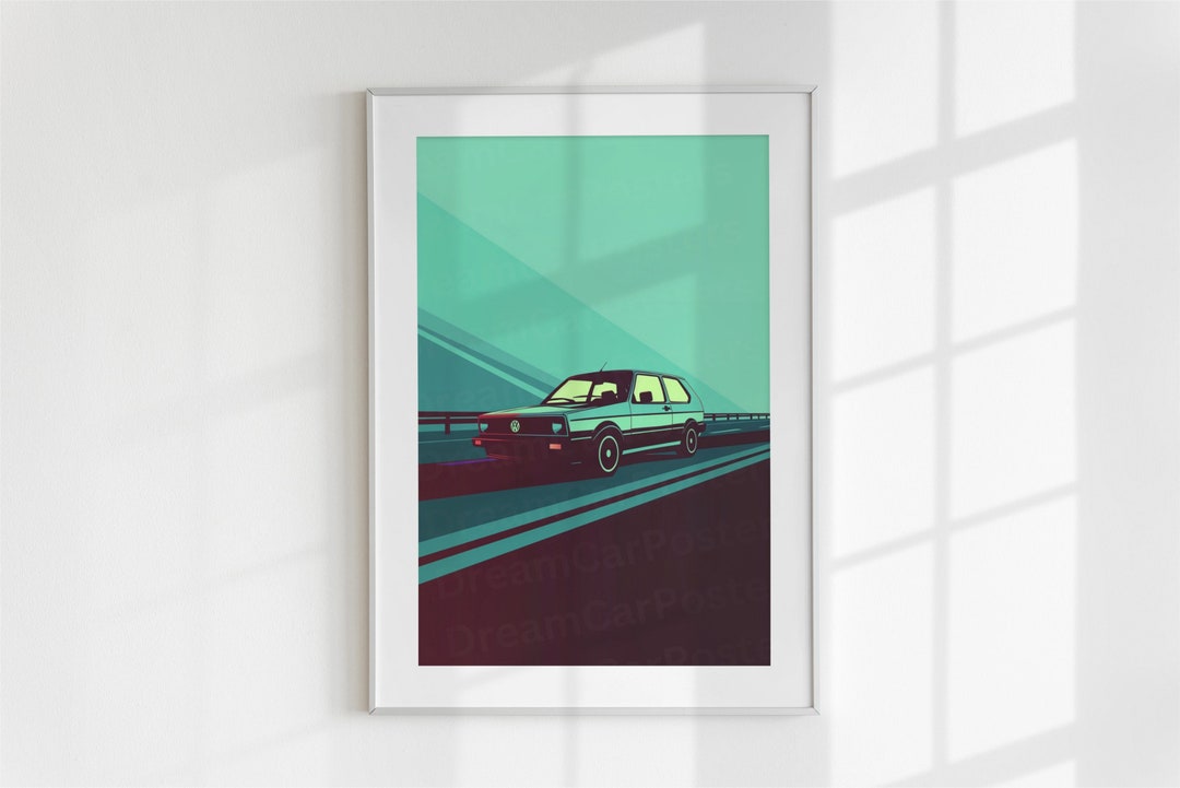Volkswagen Golf Mk2 Poster Gift for Husband, Printed Car Wall Art ...