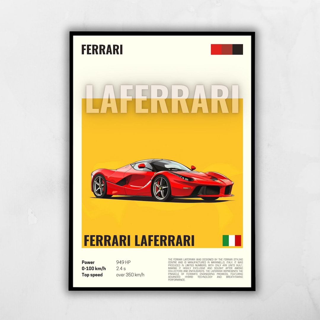 Ferrari Laferrari Poster Gift for Car Guy, Car Poster Wall Art Digital ...