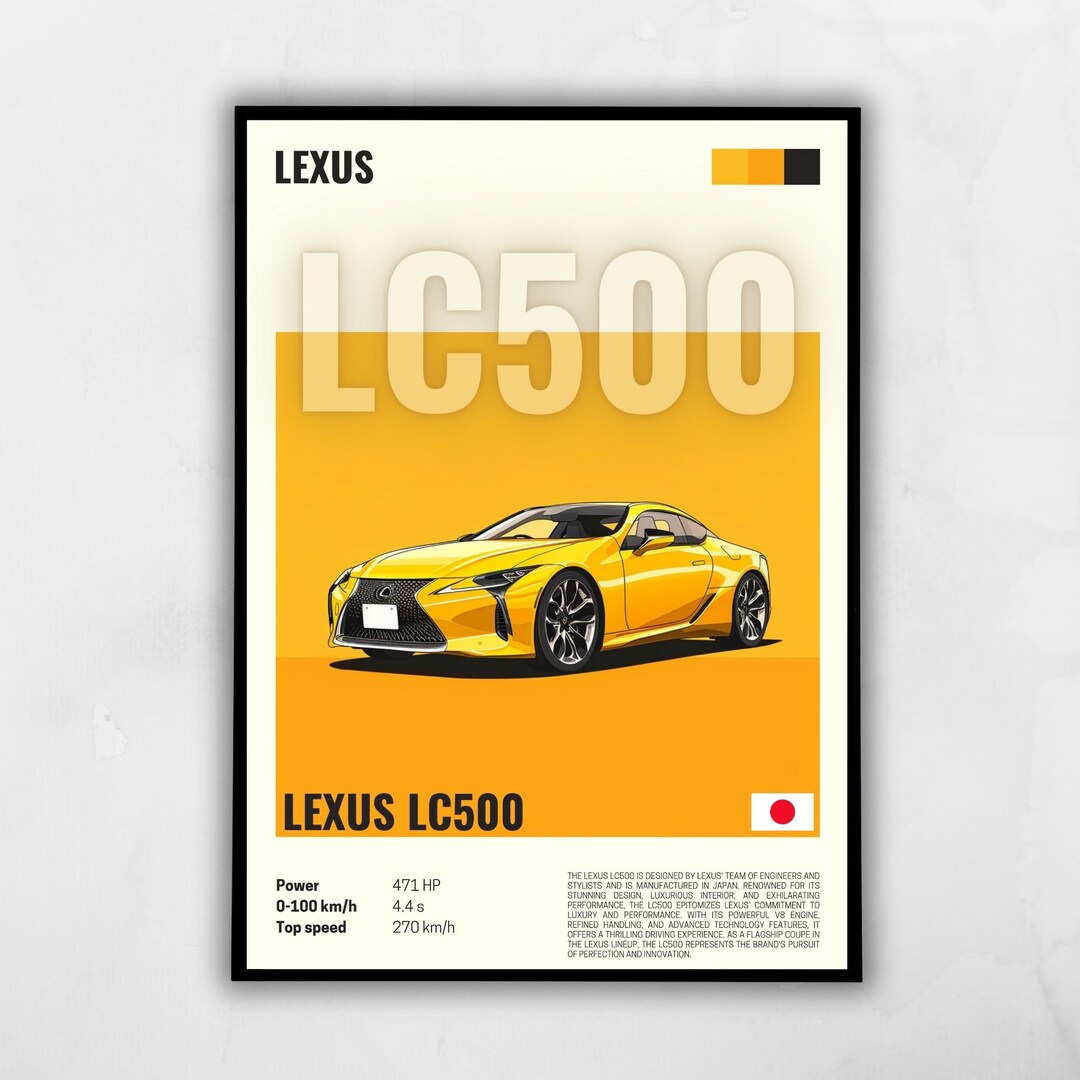 Lexus LC500 Poster Gift for Car Guy, Car Poster Wall Art Digital ...