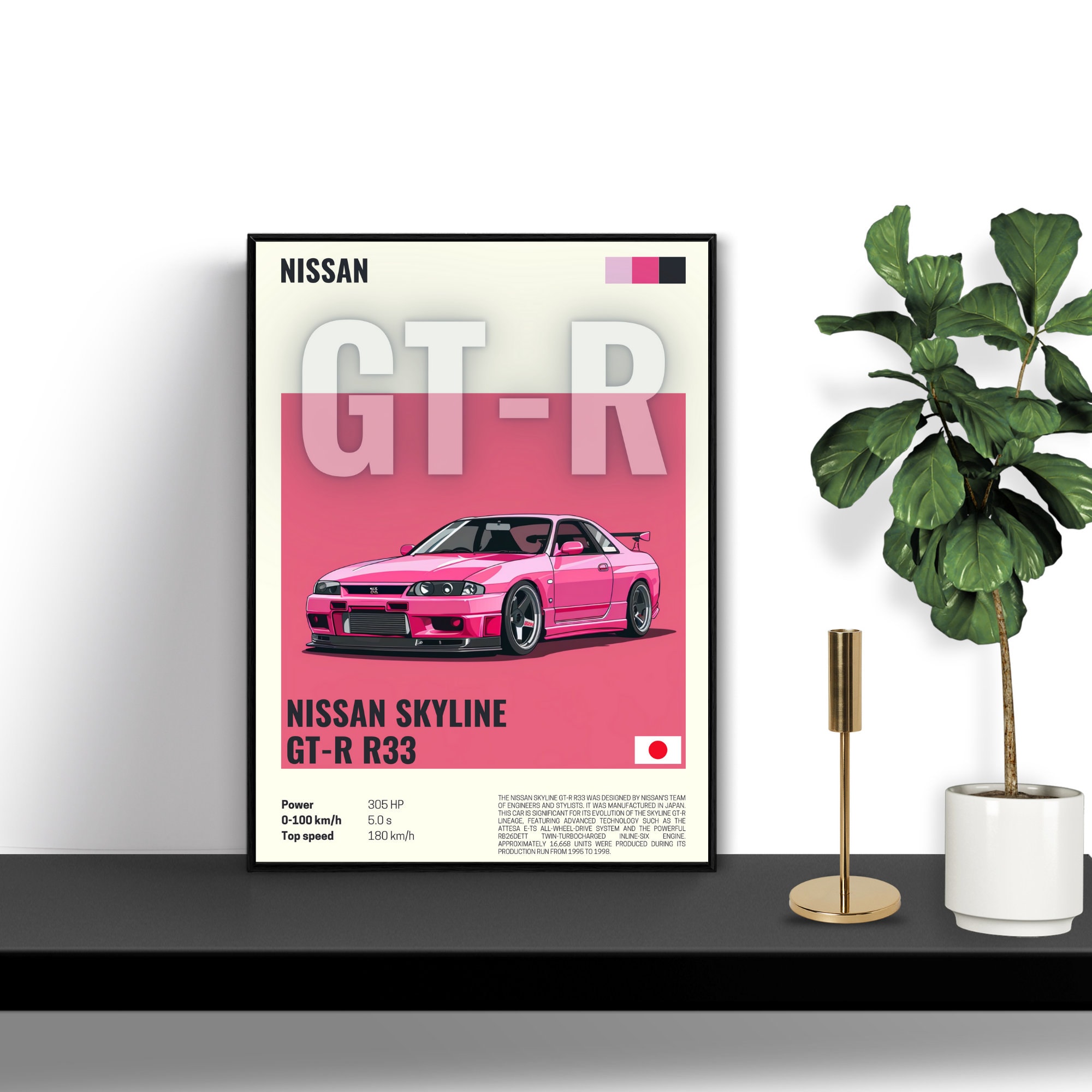 Nissan Skyline GTR R33 Poster Gift for Car Guy, Car Poster Wall Art ...