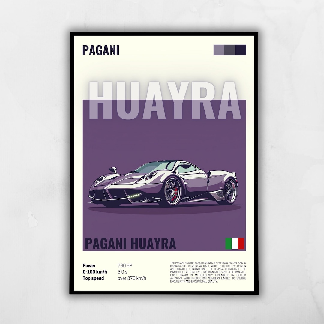Pagani Huayra Poster Gift for Car Guy, Car Poster Wall Art Digital ...