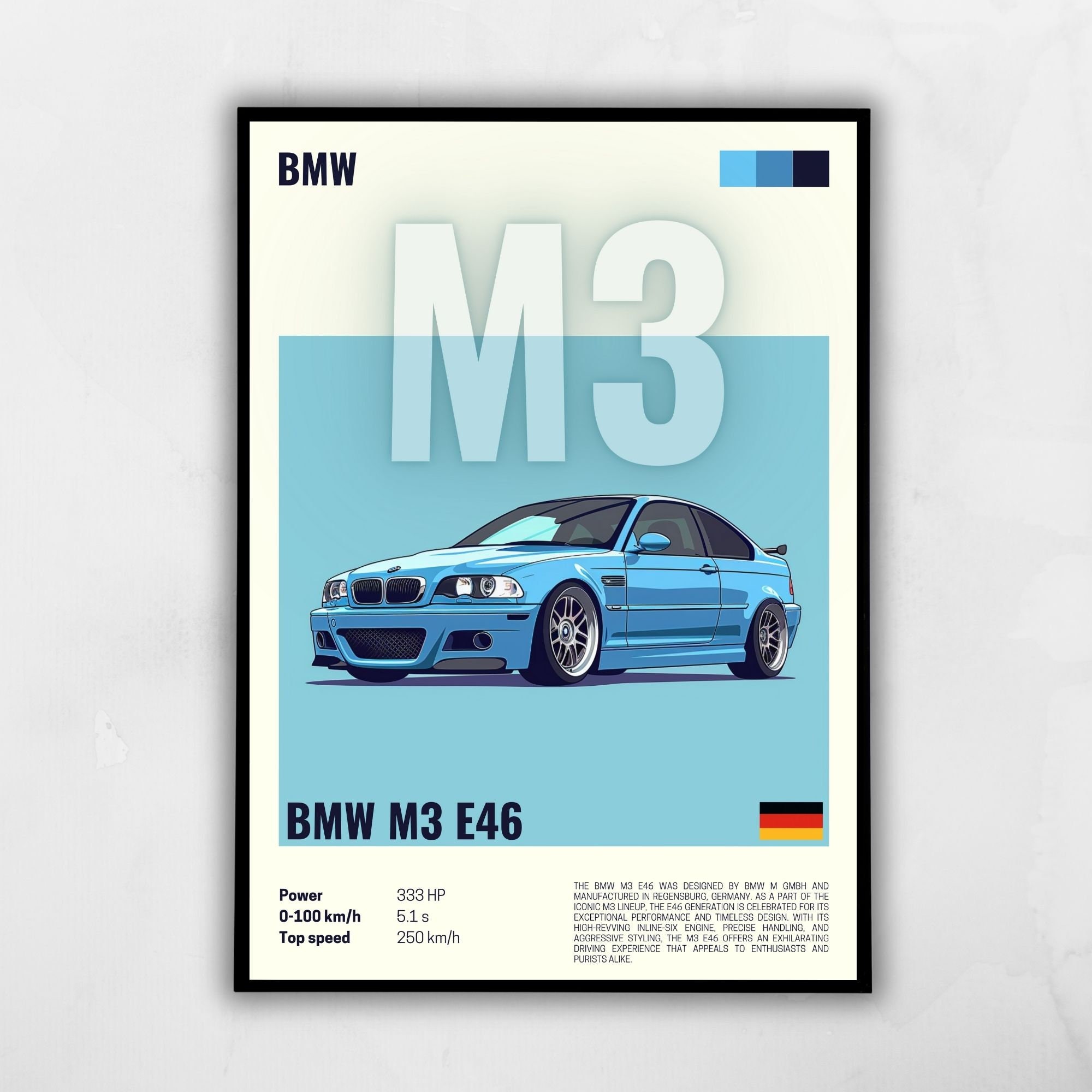 BMW M3 E46 Poster Gift for Car Guy, Car Poster Wall Art Digital ...