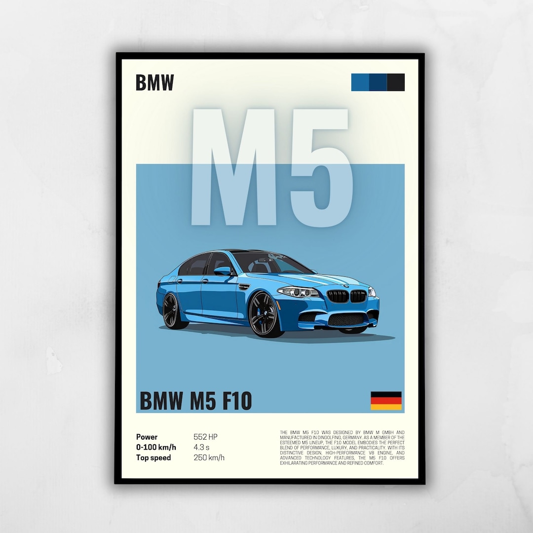 BMW M5 F10 Poster Gift for Car Guy, Car Poster Wall Art Digital ...