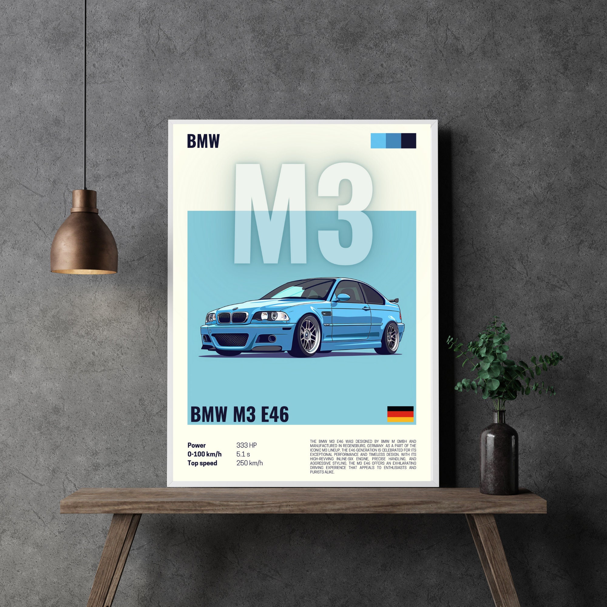 BMW M3 E46 Poster Gift for Car Guy, Car Poster Wall Art Digital ...