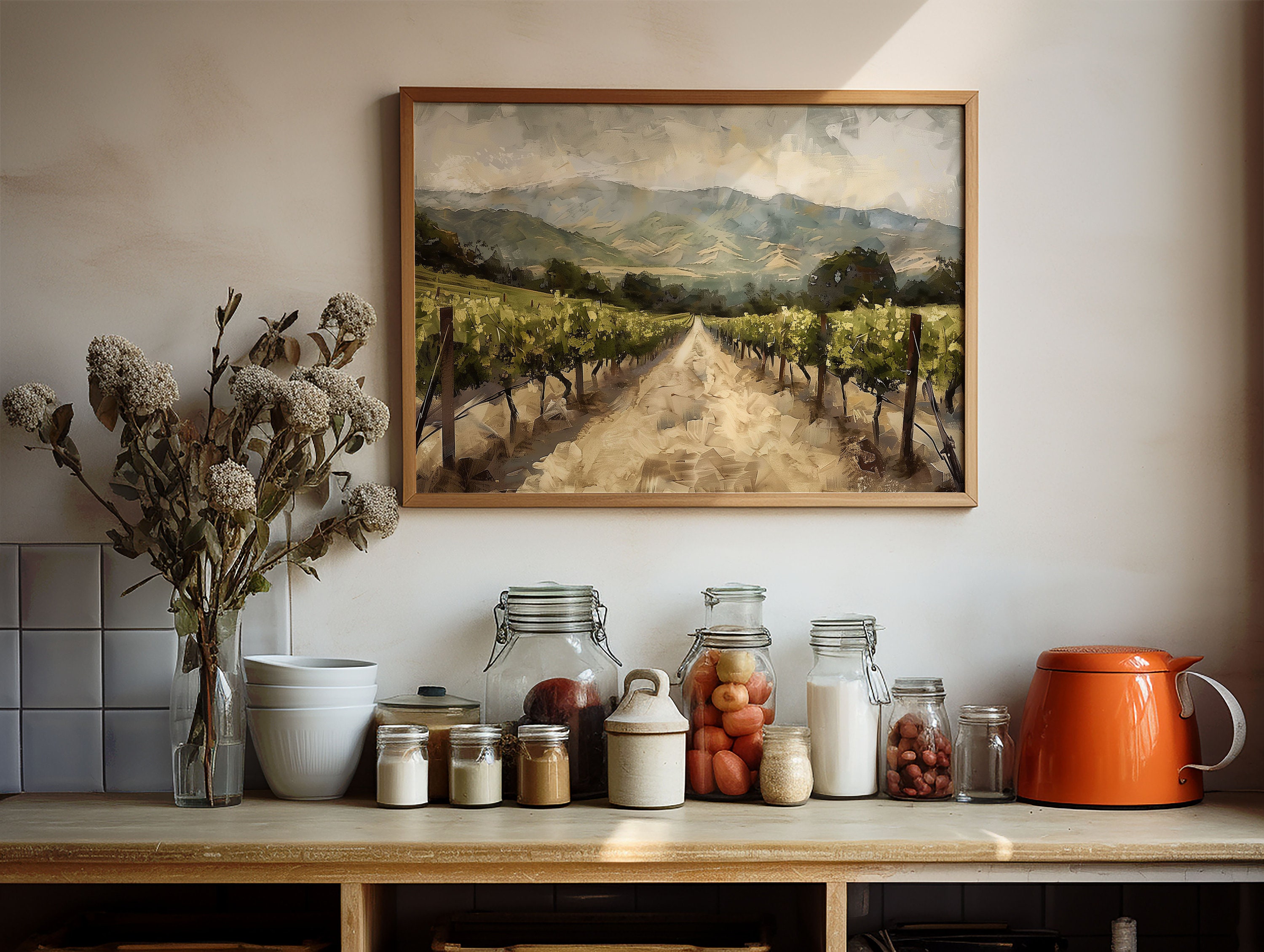 Vineyard Dawn - Lush Rows of Grapes Digital Art Print - Etsy
