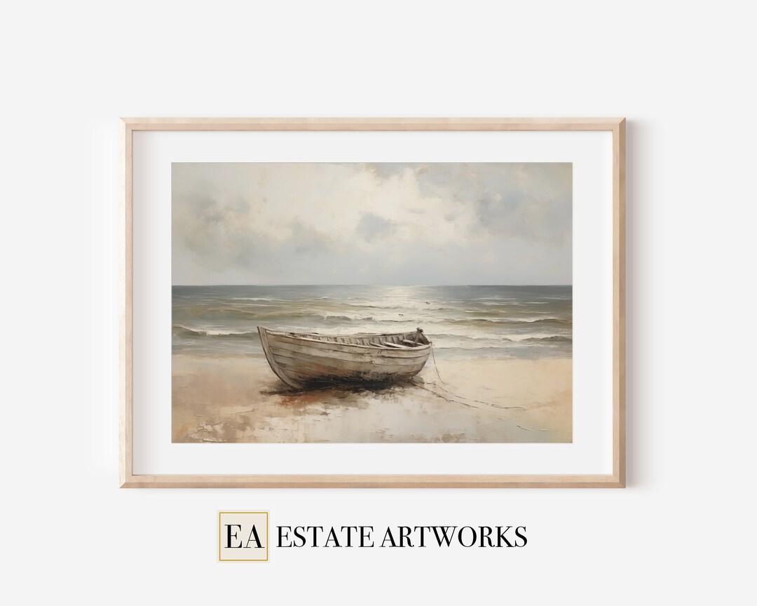 Seaside Solitude - Coastal Boat Digital Print - Etsy