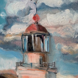 Coastal Beach Lighthouse Landscape Original Oil on Canvas Painting ...