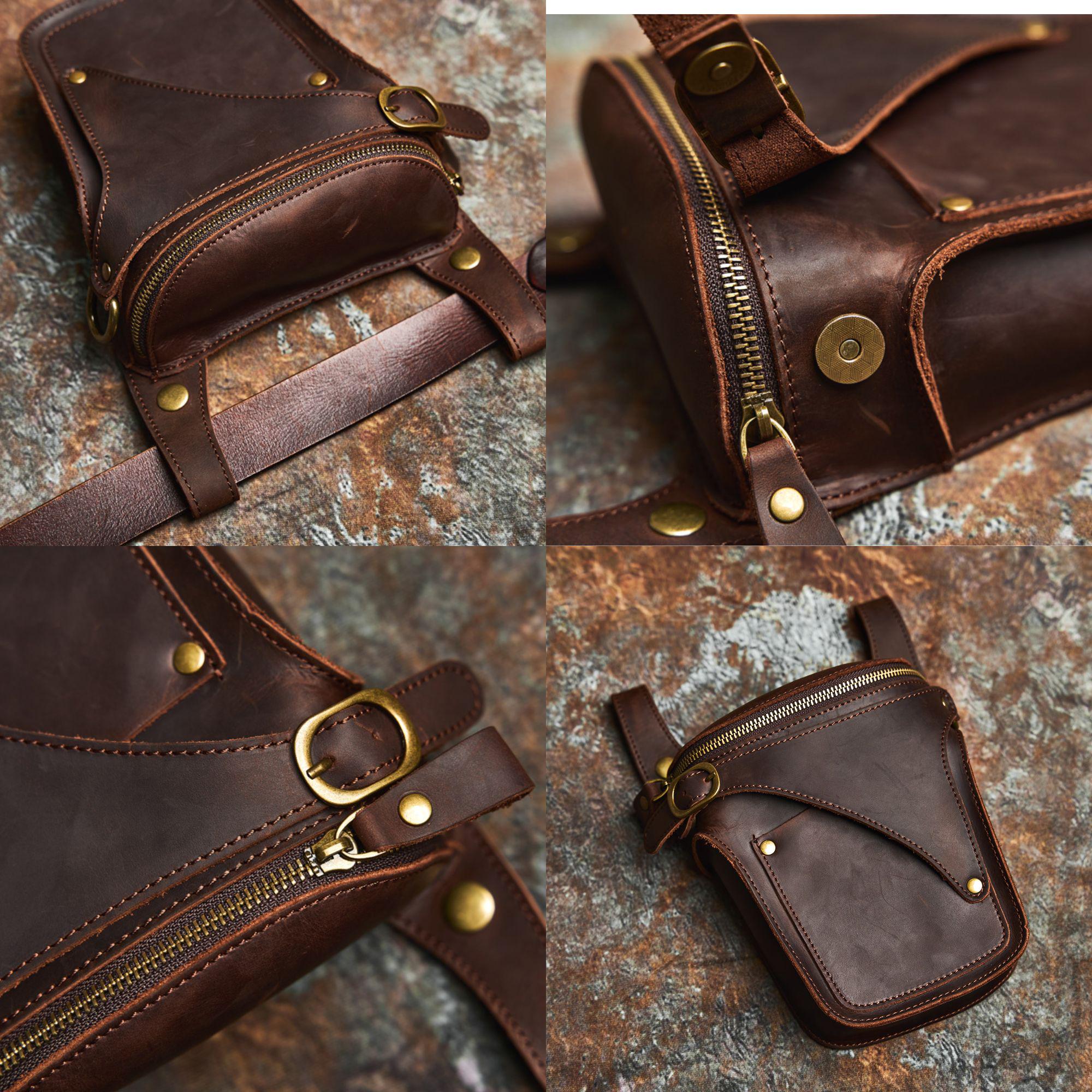 Leather Waist Bag Men Leg Pouch Men Purse Thigh Bag Belt Bag Travel Bag ...