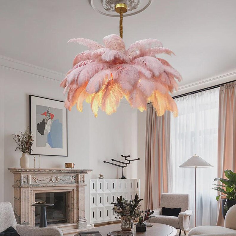 Luxury Ostrich Feather Chandelier 1 Meter Wide – Handmade Statement ...