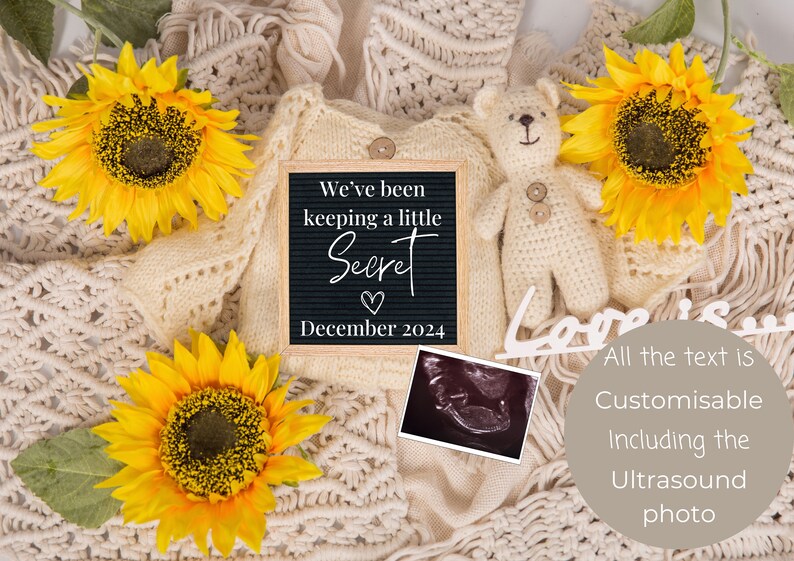 Digital Pregnancy Announcement for Instagram Facebook Editable ...