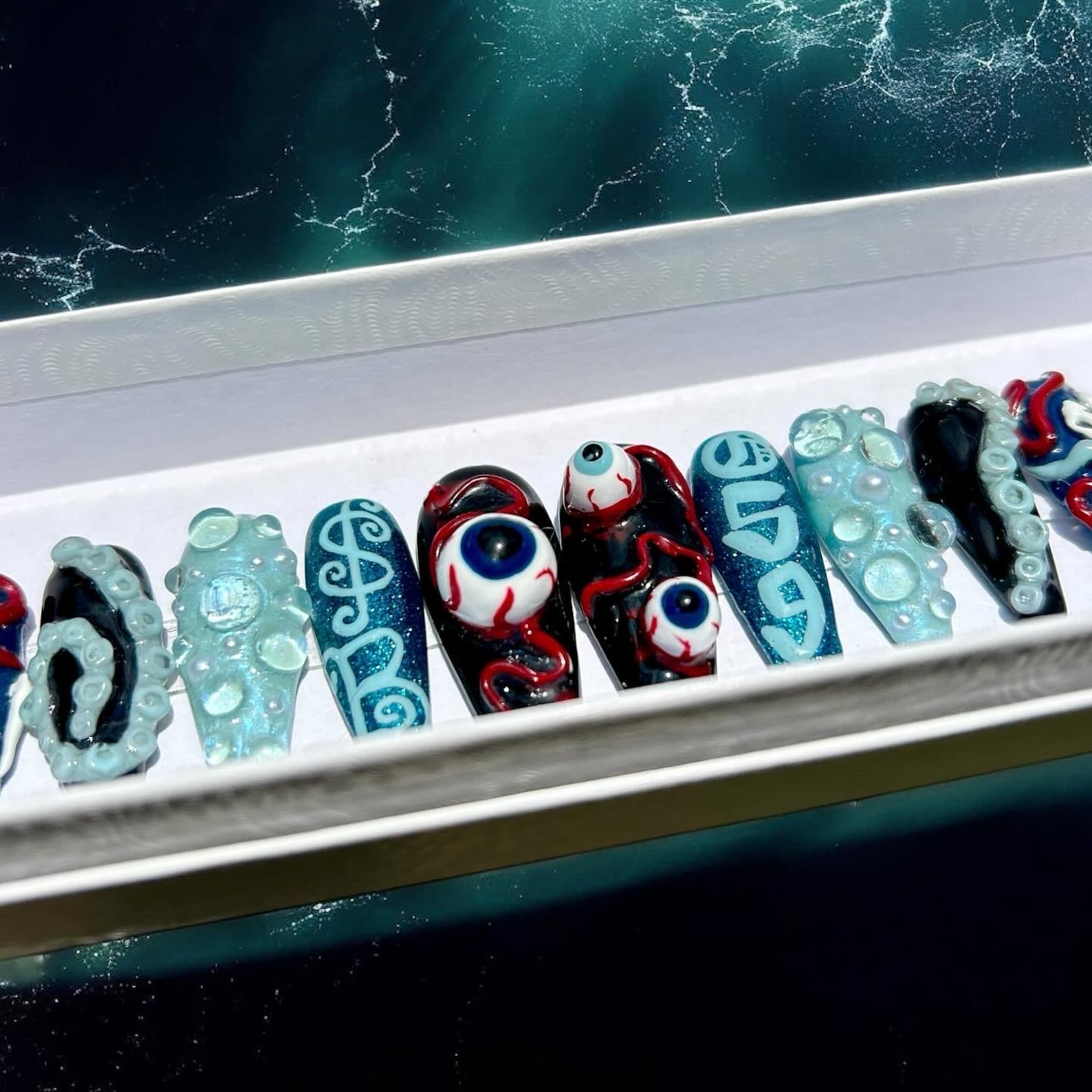 Octopus Tentacle and Eyeball Press on Nails - Etsy