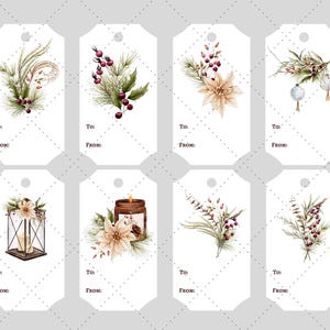 Floral Christmas Gift Tags, PDF / PNG Digital Design Files, Instant ...