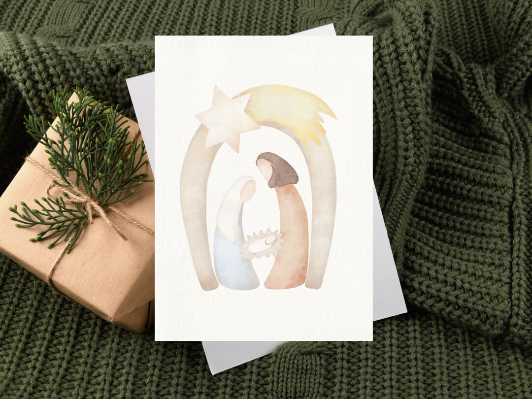 The Nativity, Printable 5x7 Greeting Card & Matching Envelope, Digital ...