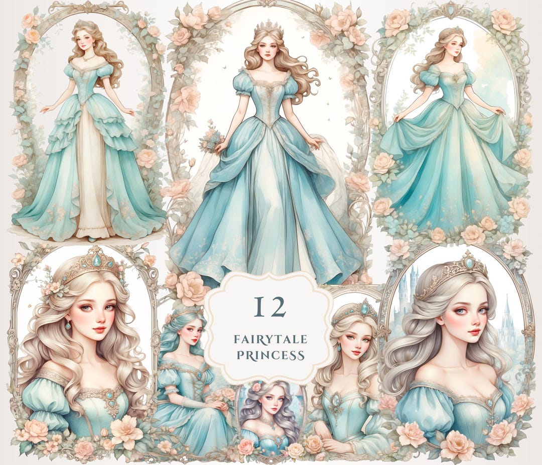 Fairytale Princess Clipart Bundle | Fairytale Clipart | Vintage Clipart ...