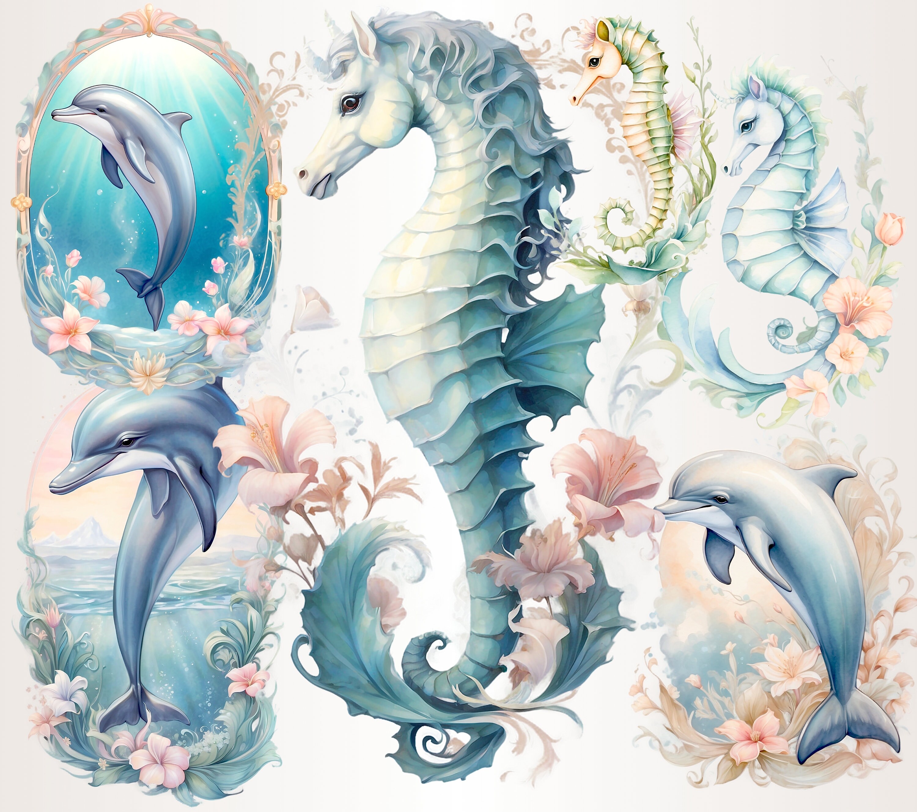 Mermaids Clipart Bundle | Sea Creatures Clipart | Ocean Clipart ...