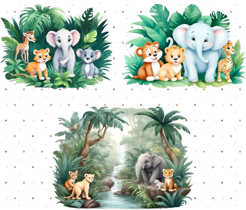 Animals of the Jungle Clipart Bundle | Safari Animals Clipart | Cute ...