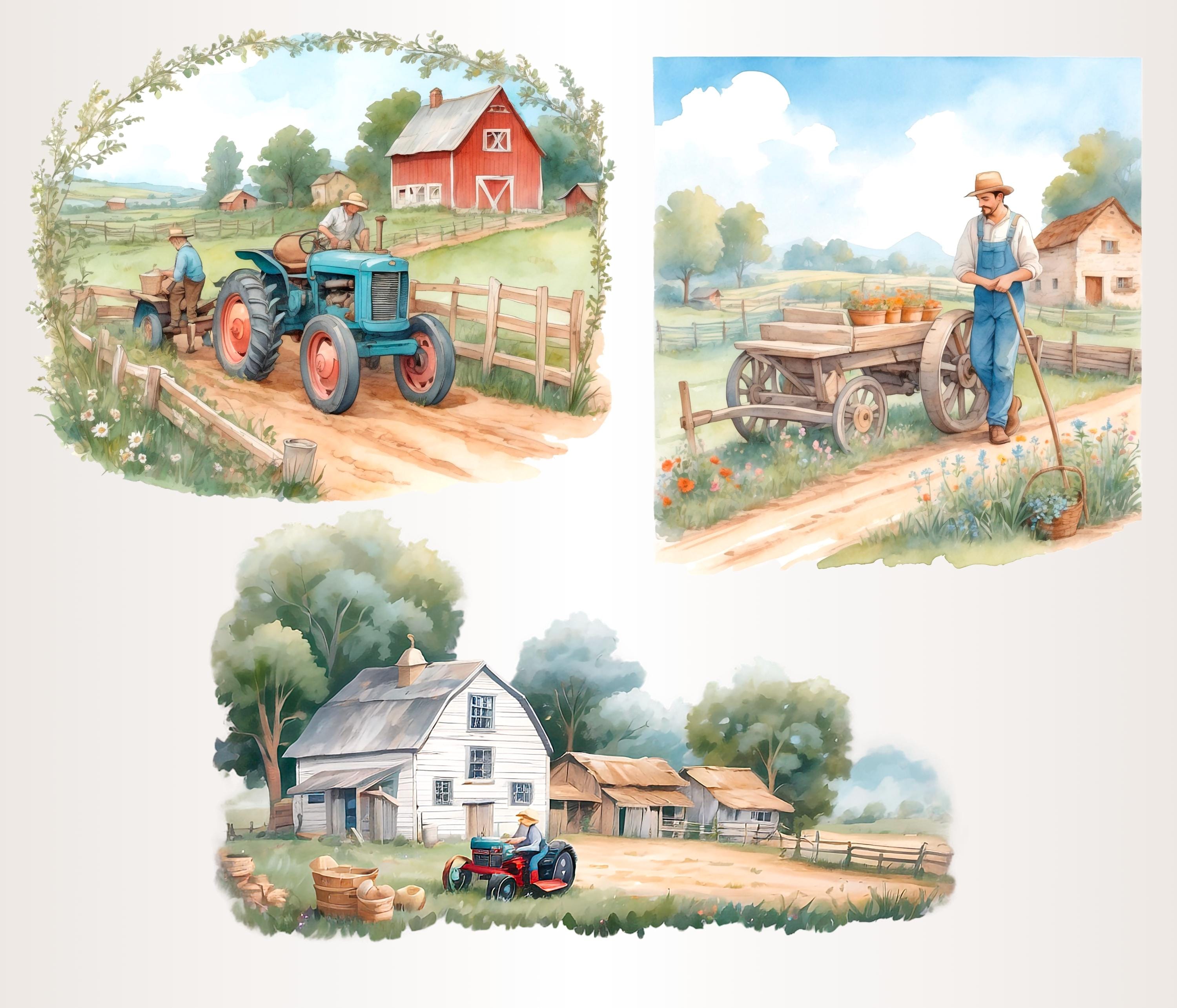 Vintage Farm Clipart Bundle Country Clipart Farm Barn Illustration ...