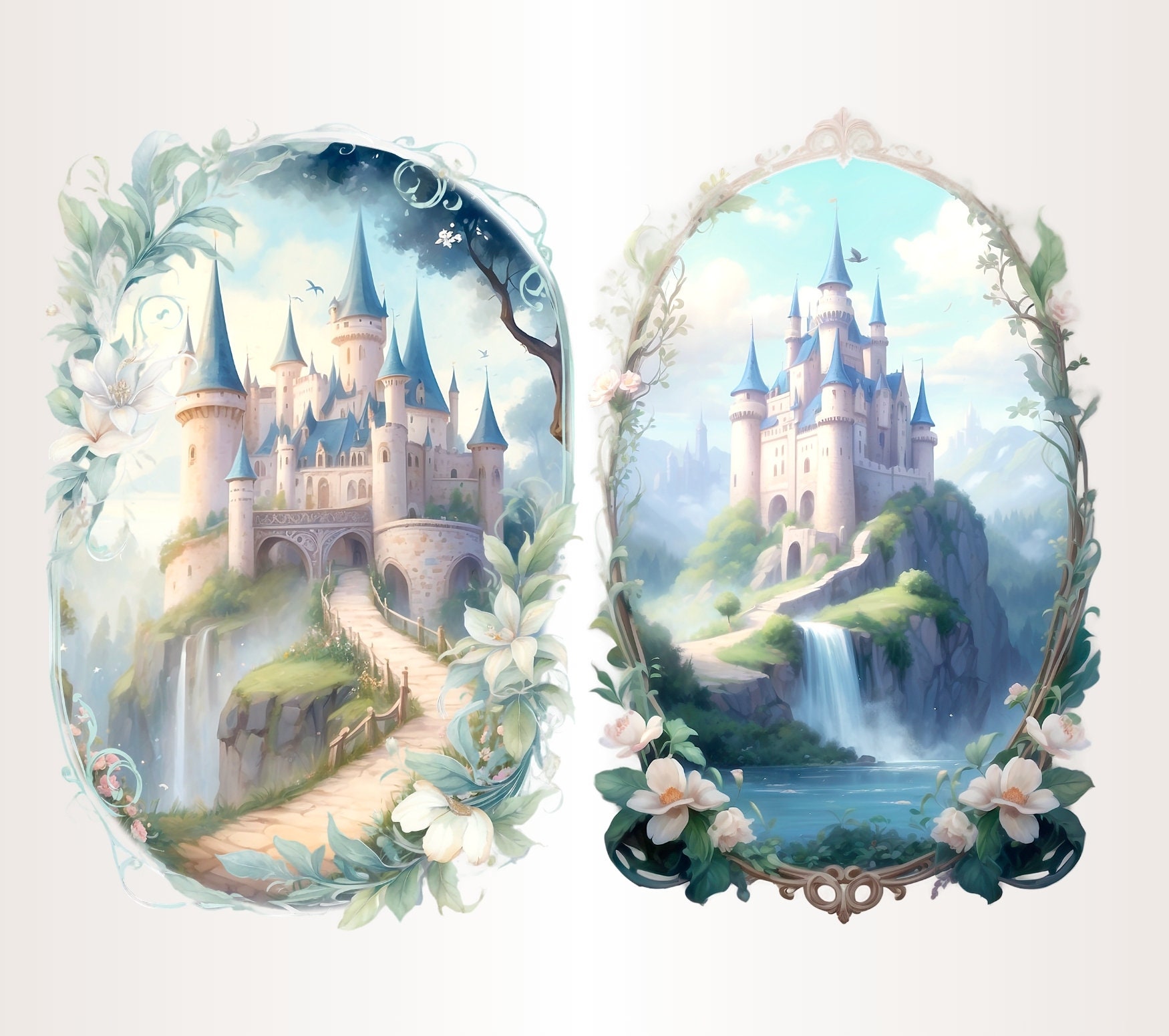 Fairytale Castle Clipart Collection | Vintage Style | Watercolor ...