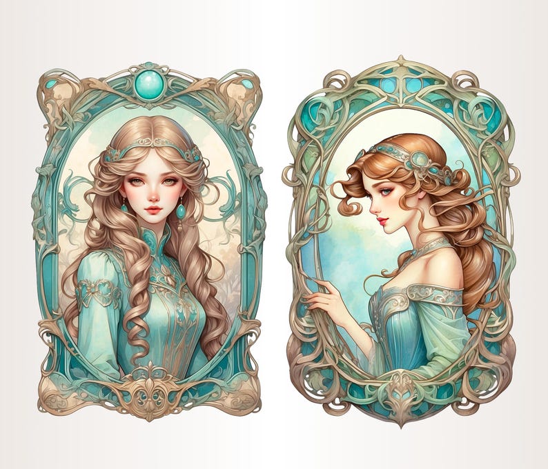 Mystic Fairy Clipart Collection | Art Nouveau | Ethereal | Fantasy ...