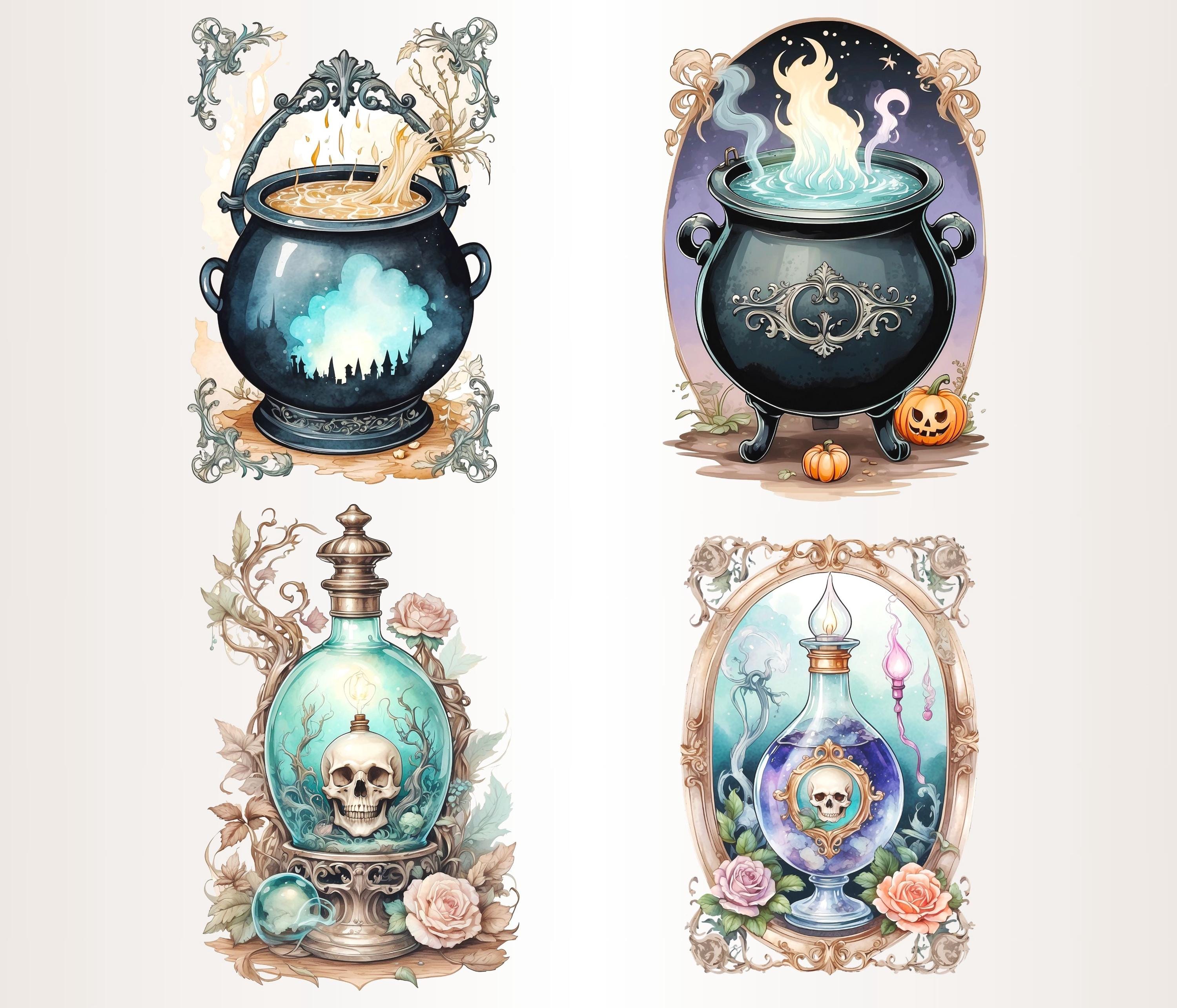 Witch Clipart Bundle | Creepy Halloween Clipart | Gothic Clipart ...