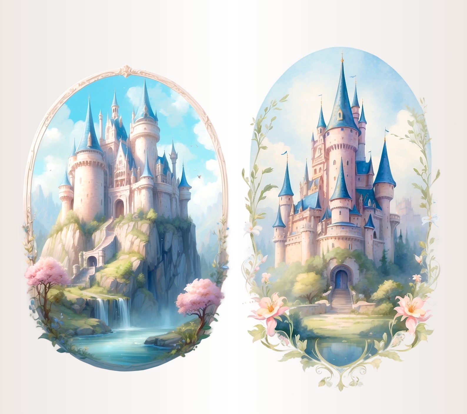 Fairytale Castle Clipart Collection | Vintage Style | Watercolor ...