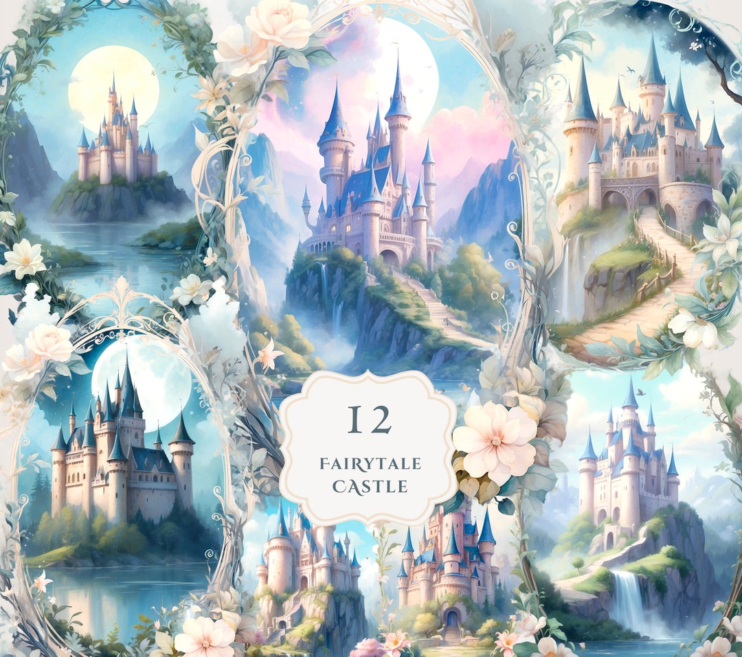 Fairytale Castle Clipart Collection | Vintage Style | Watercolor ...