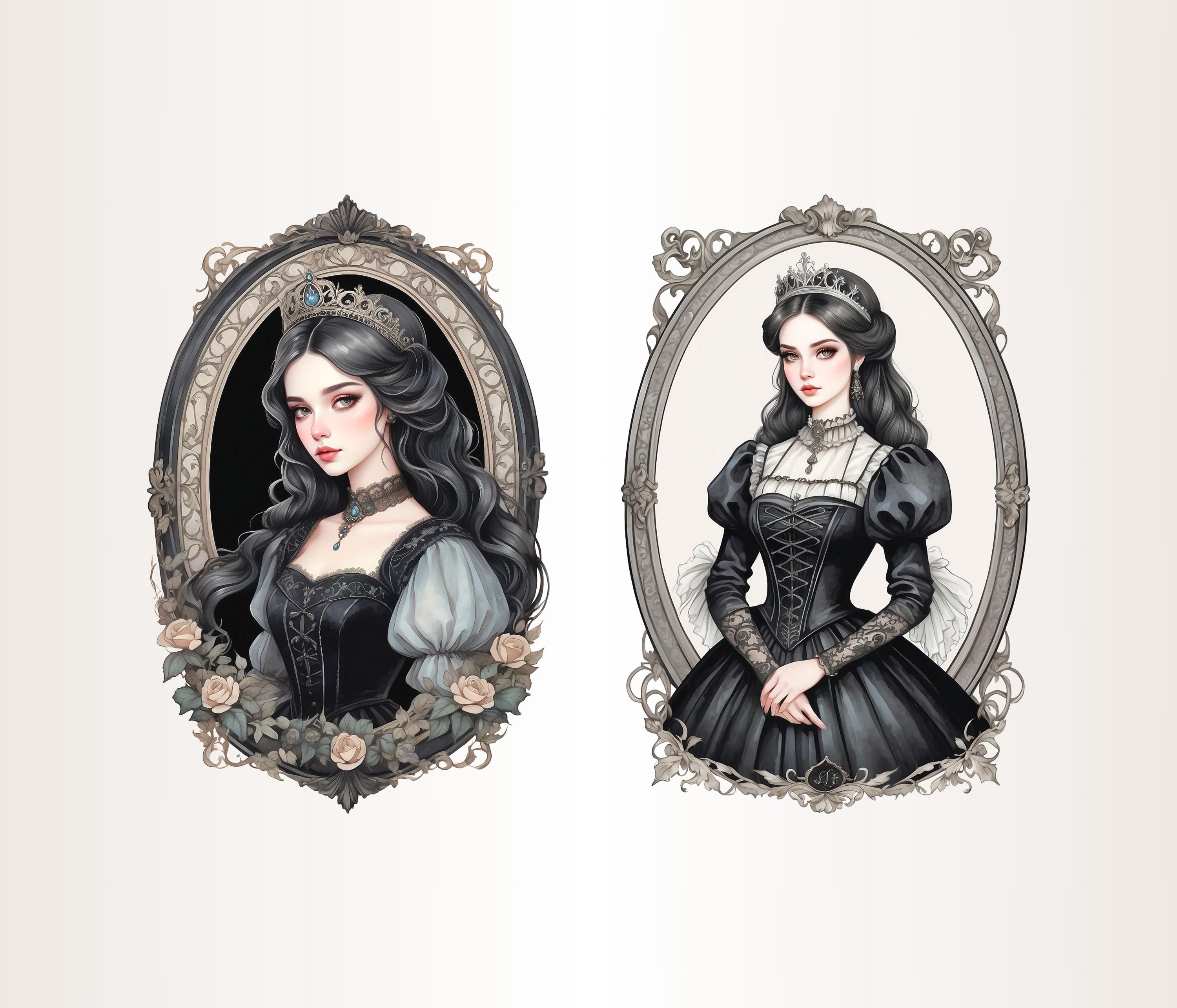 Gothic Princess Clipart Bundle | Gothic Illustrations | Gothic Castle ...