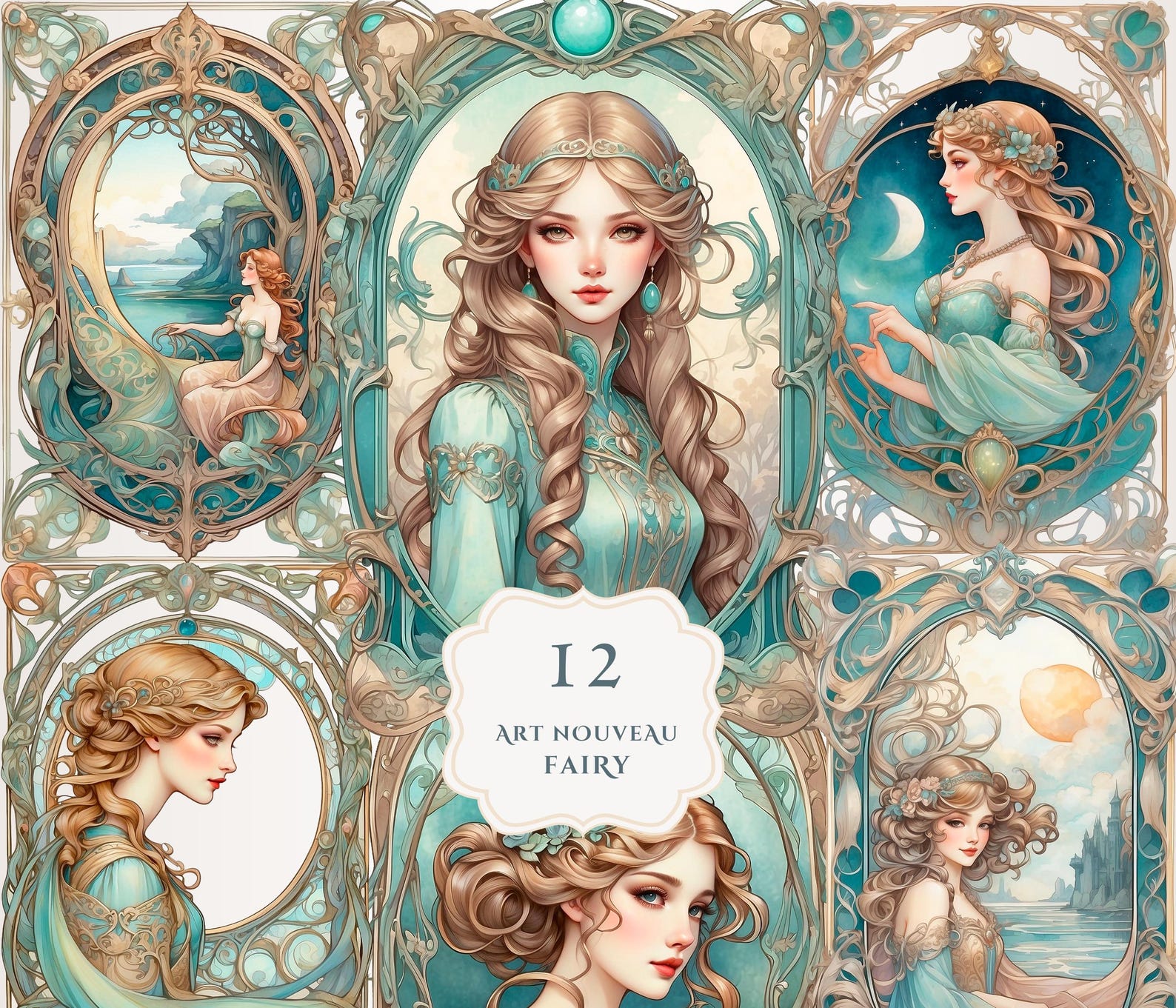 Mystic Fairy Clipart Collection | Art Nouveau | Ethereal | Fantasy ...