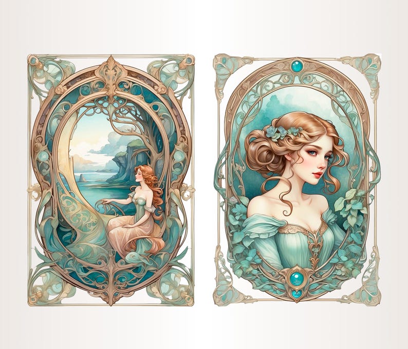 Mystic Fairy Clipart Collection | Art Nouveau | Ethereal | Fantasy ...
