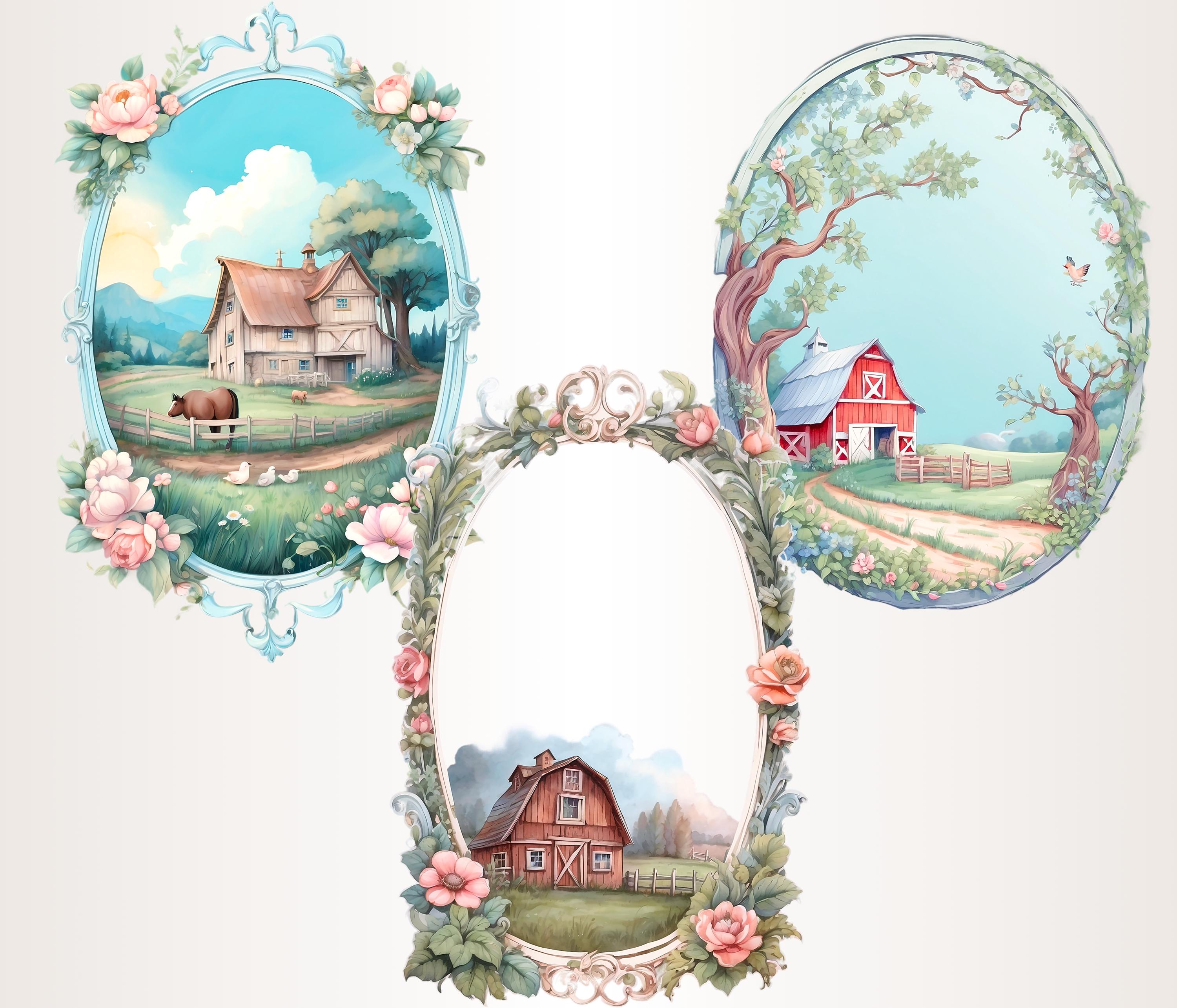 Vintage Farm Clipart Bundle Country Clipart Farm Barn Illustration ...