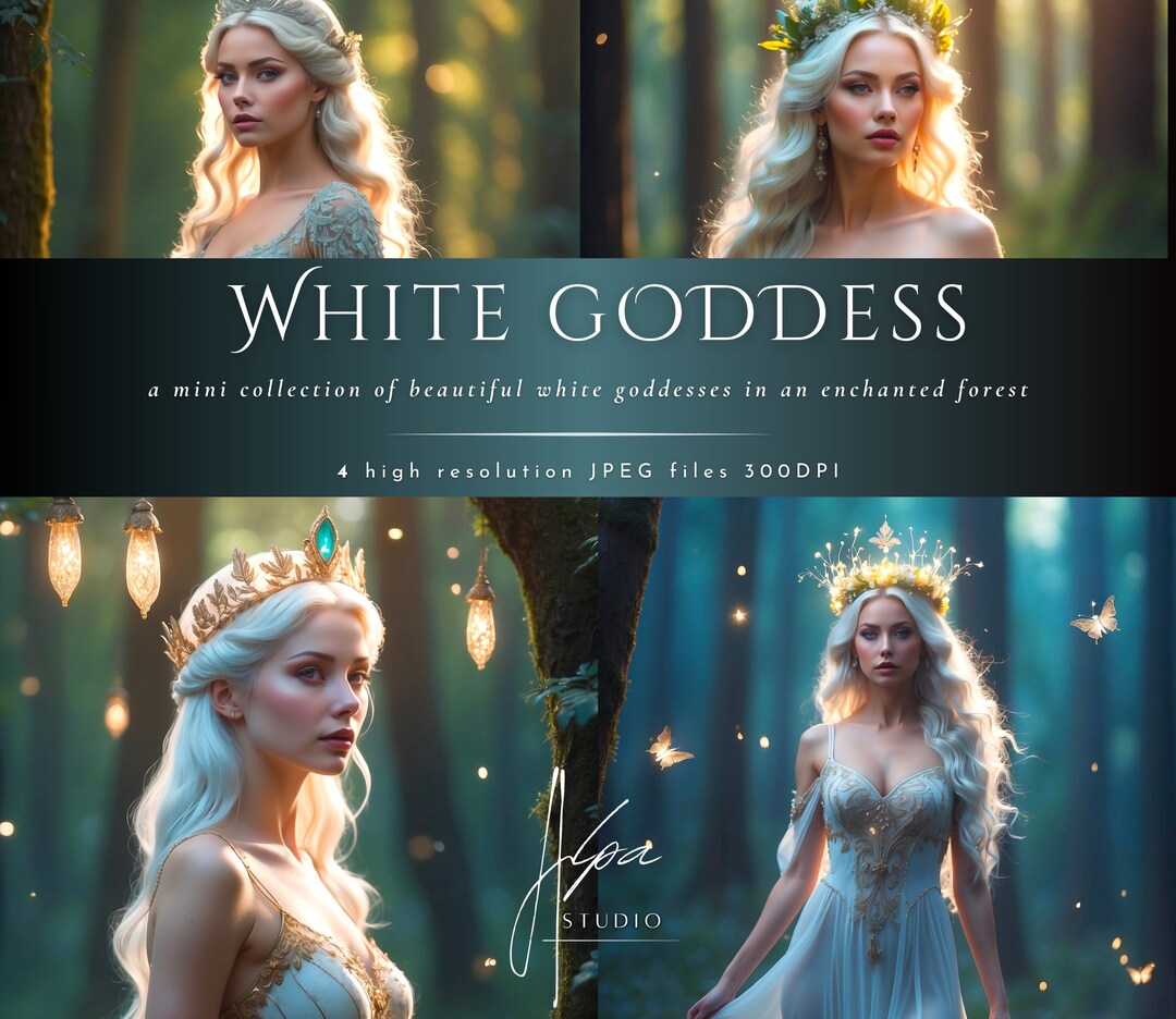 Set of Images With Beautiful Goddesses With Blonde and Long Hair in an ...