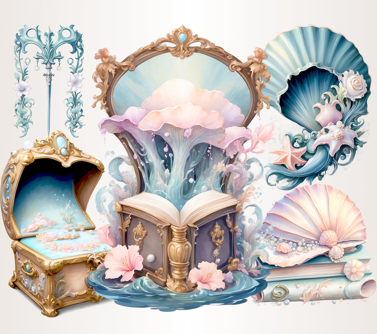 Mermaids Clipart Bundle | Sea Creatures Clipart | Ocean Clipart ...