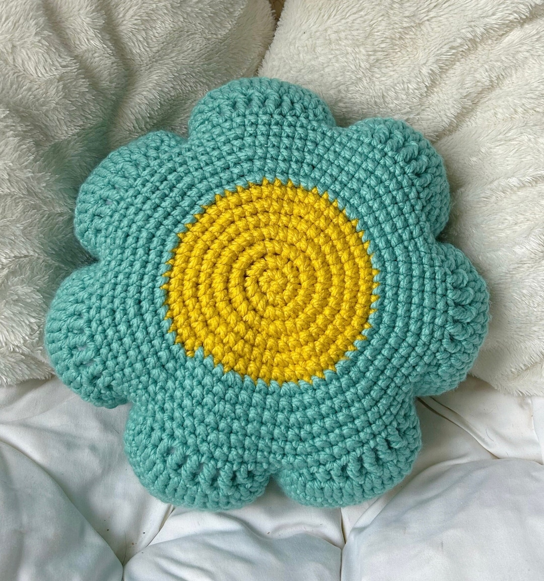 Crochet Flower Pillow Pattern PDF Flower Shaped Pillow Flower Cushion ...