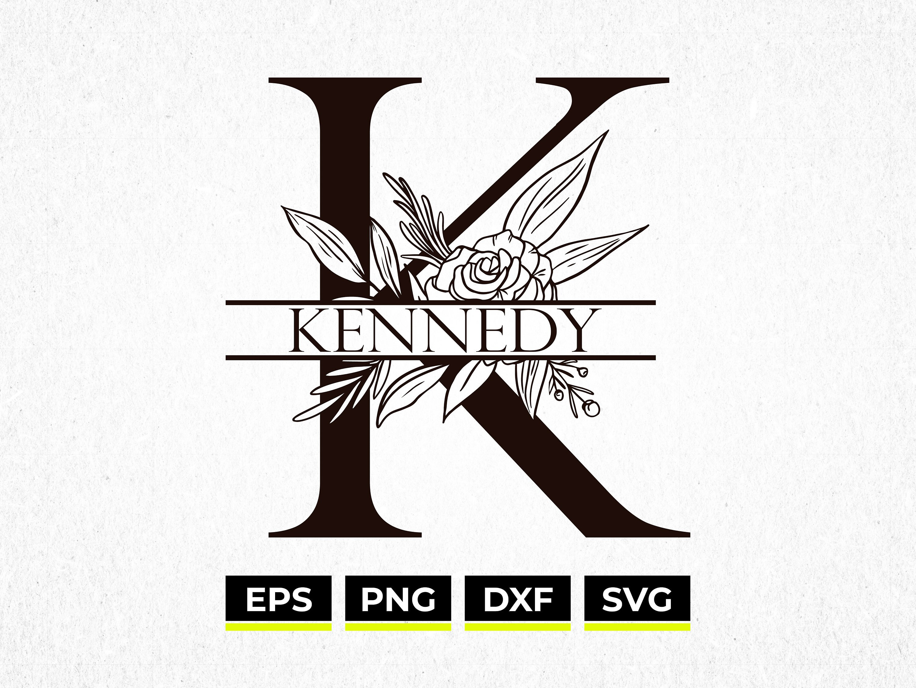 Floral Split Monogram Svg, Jpg, Png, Cricut Flower Monogram Clipart ...