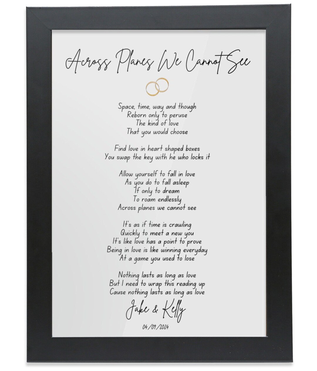 Personalised Love Poem Print across Planes We Cannot See. Wedding Gift ...