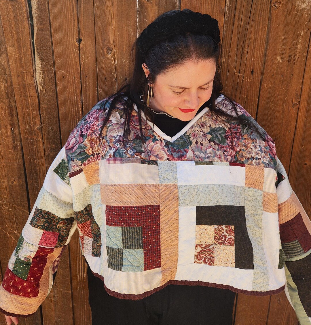 Upcycled Quilt Pullover, Quilted Jacket, Quilted Crewneck, Quilt ...