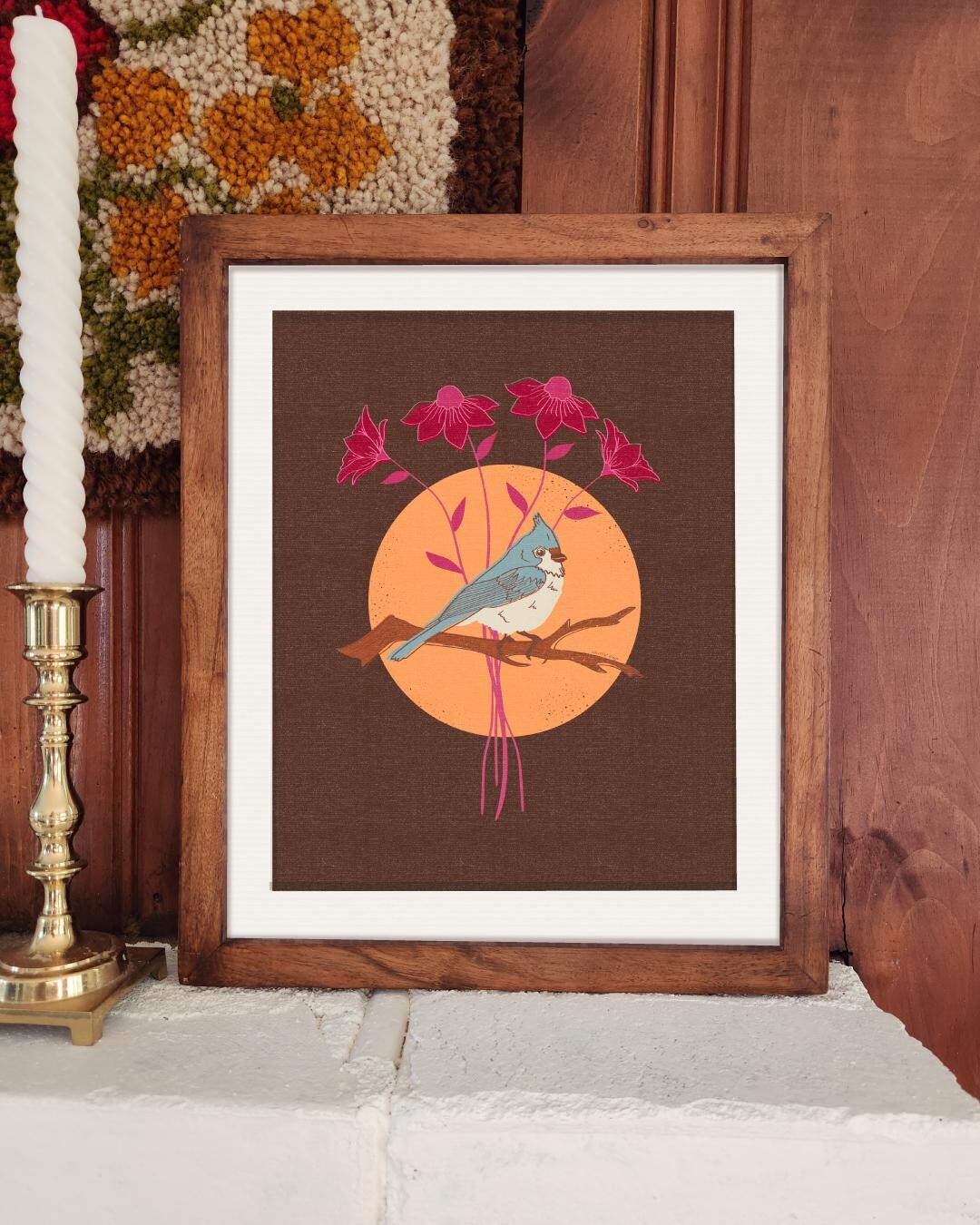 Titmouse Bird Art Print: Mid-century Modern Nature Poster - Etsy