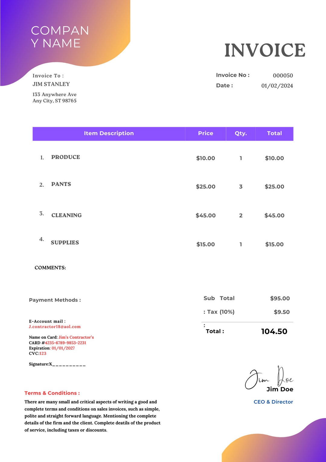 Business Invoice Template Canva Editable - Etsy