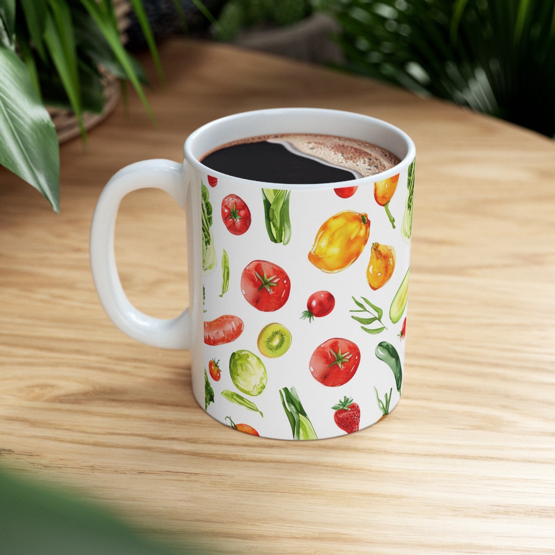 Vegetable 11oz or 15oz Mug, Spring Mug, Summer Mug, Veggie Mug, Cute ...