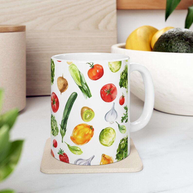Vegetable 11oz or 15oz Mug, Spring Mug, Summer Mug, Veggie Mug, Cute ...