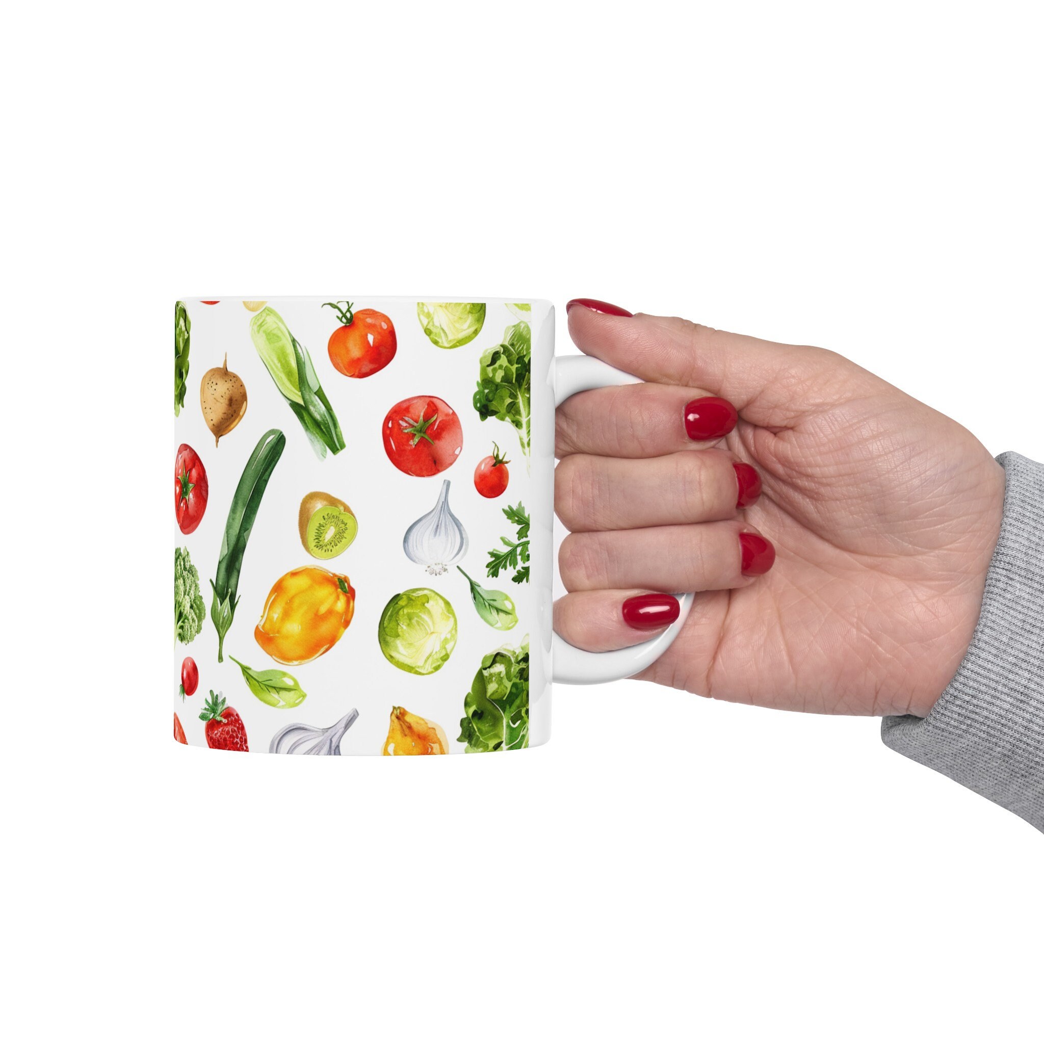 Vegetable 11oz or 15oz Mug, Spring Mug, Summer Mug, Veggie Mug, Cute ...
