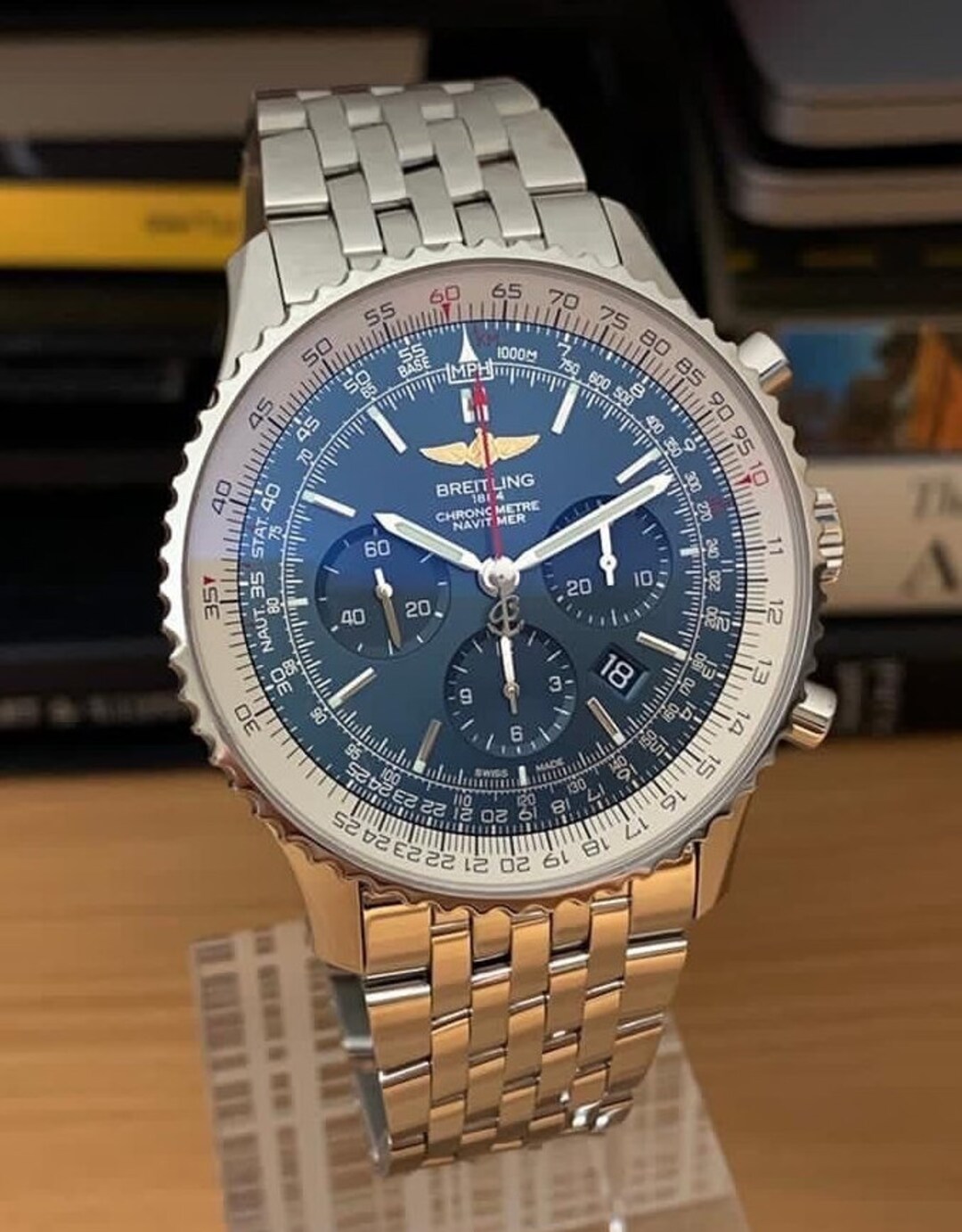 Blue Dial, Boxes, Booklets, Steel Bracelet, Model A24322 Navitimer ...